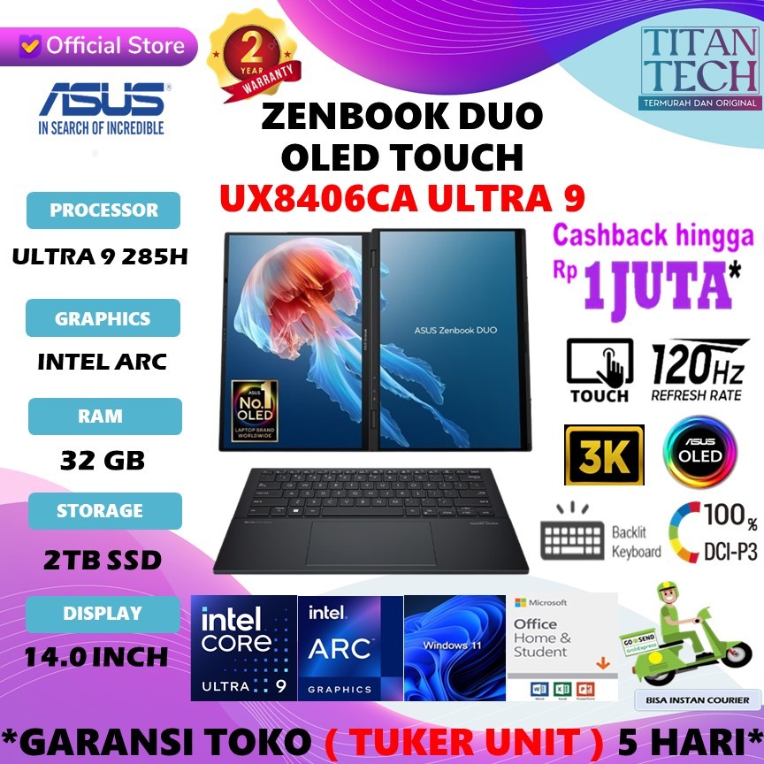 Jual ASUS ZENBOOK DUO UX8406CA OLED TOUCH CORE ULTRA 9 285H 32GB 2TB ...