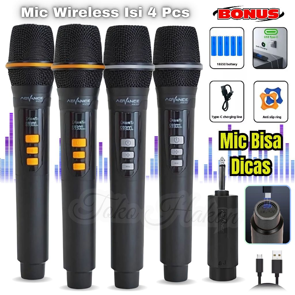 Jual Termurah ~Mic Wireless Isi 4 Pcs / Mic Double Wireless Advance Mic ...