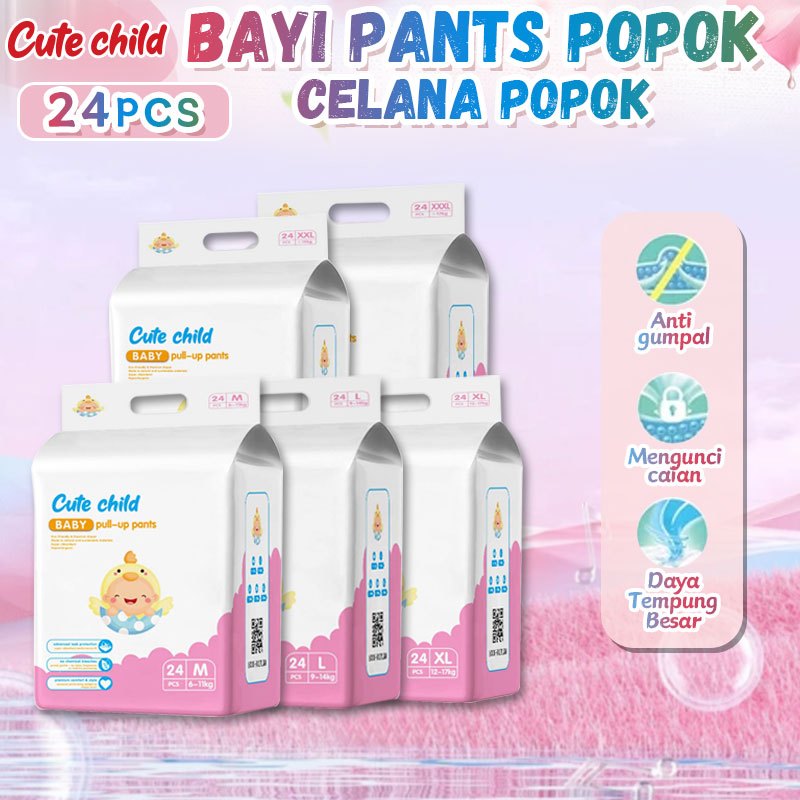 Jual Cute Child Celana Popok Bayi Size M - XXXL 24PCS Pull-Ups Pants Diaper SAP Penyerapan Urin ...