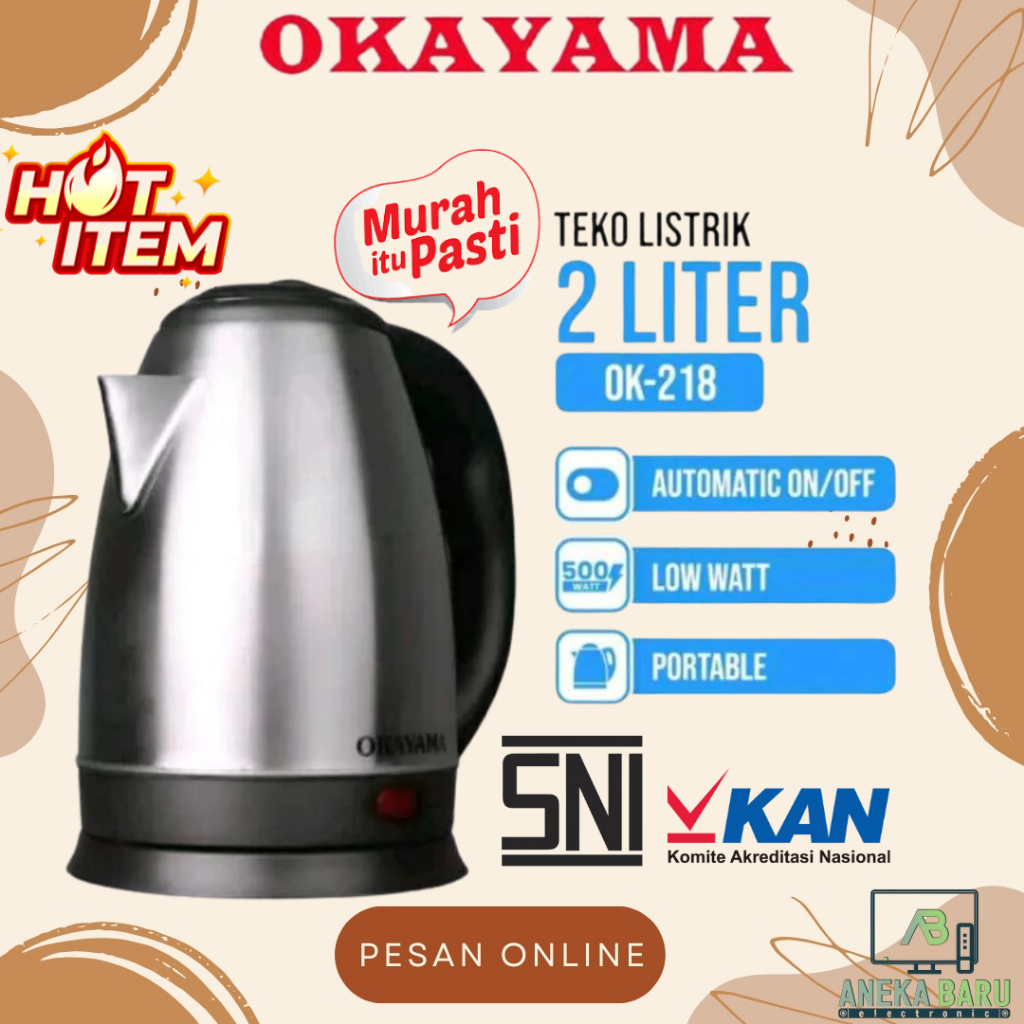 Jual [READY STOCK] Okayama Electric kettle Teko Listrik OK-218 / OK218 / OK 218 (2 Liter ...