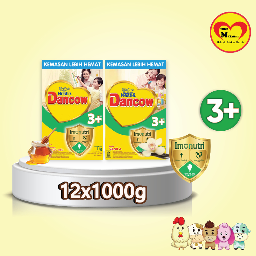 Jual Dancow 3+ [HARGA 1 KARTON / 1DUS @12 PCS ] Vanila / Madu 1000gr / Toko Makmur Online ...
