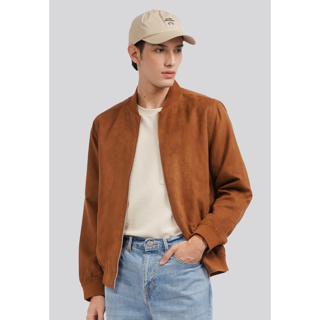 Jual Executive Suede Bomber Jacket Brown | Shopee Indonesia