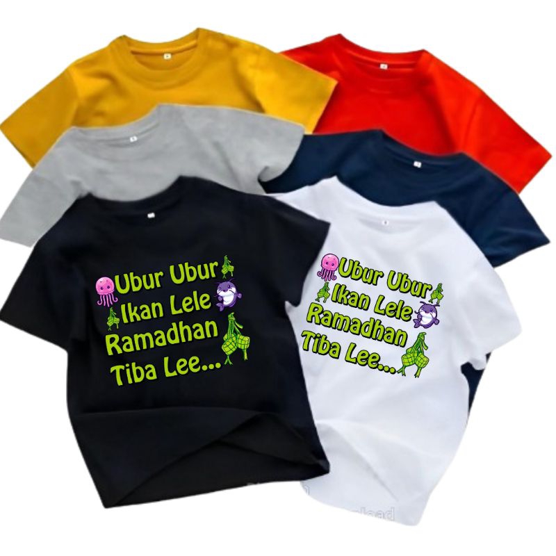 Jual kaos anak perempuan dan laki motif lebaran ubur ubur ikan lele ramadhan tiba lee | Shopee ...