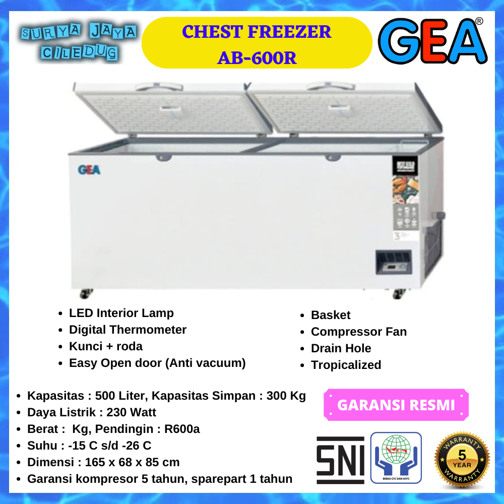 Jual CHEST FREEZER GEA AB600R, AB 600 R FREEZER BOX 500 LITER | Shopee ...