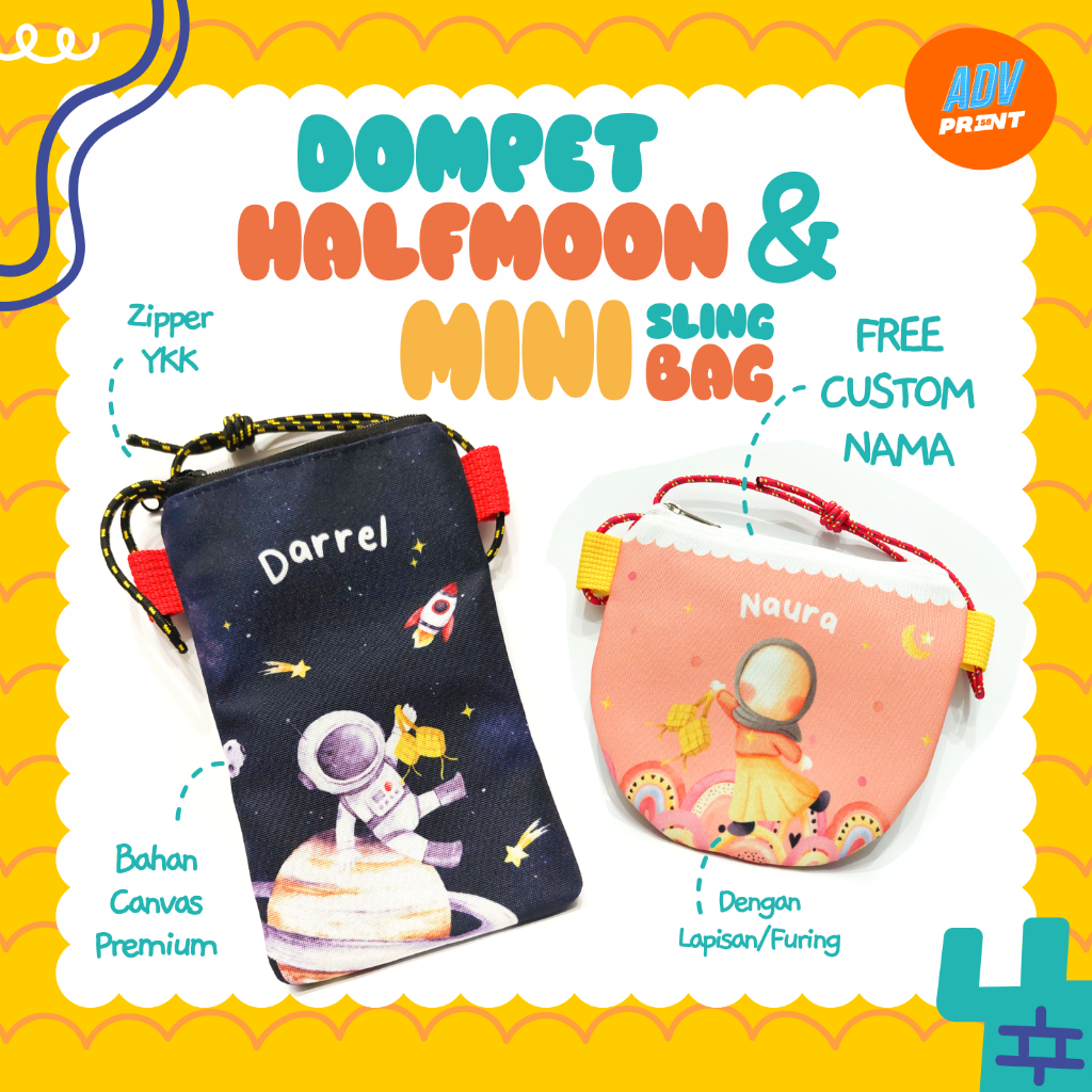 Jual Dompet Sling Bag Halfmoon / Tas Dompet Lebaran Anak / Pouch Custom ...