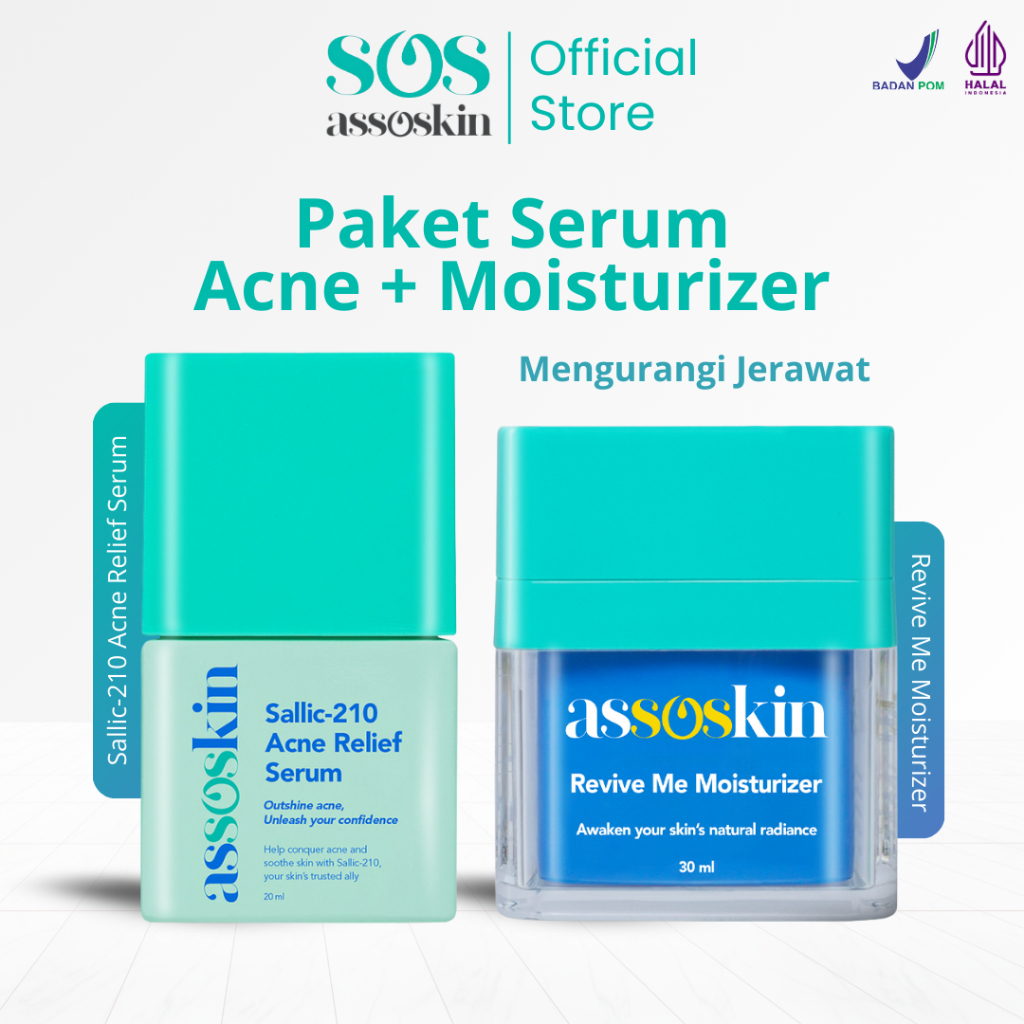 Jual ASSOSKIN Paket Skincare Bundling Serum Acne 20ml + Moisturizer ...
