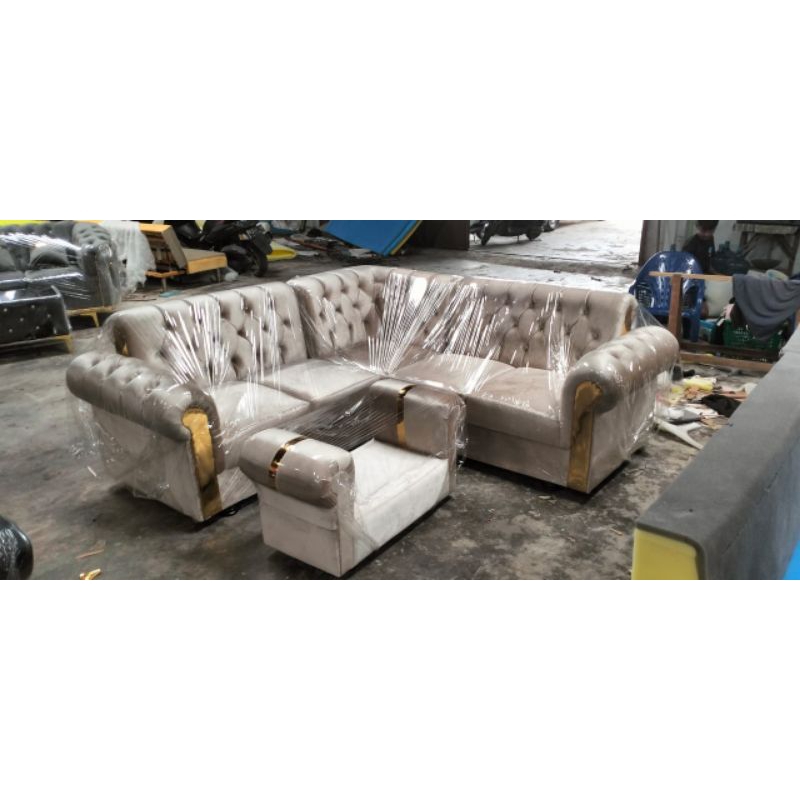 Jual SOFA LETTER L MINIMALIS ALA TURKEY + MEJA + KACA / SOFA KELUARGA ...