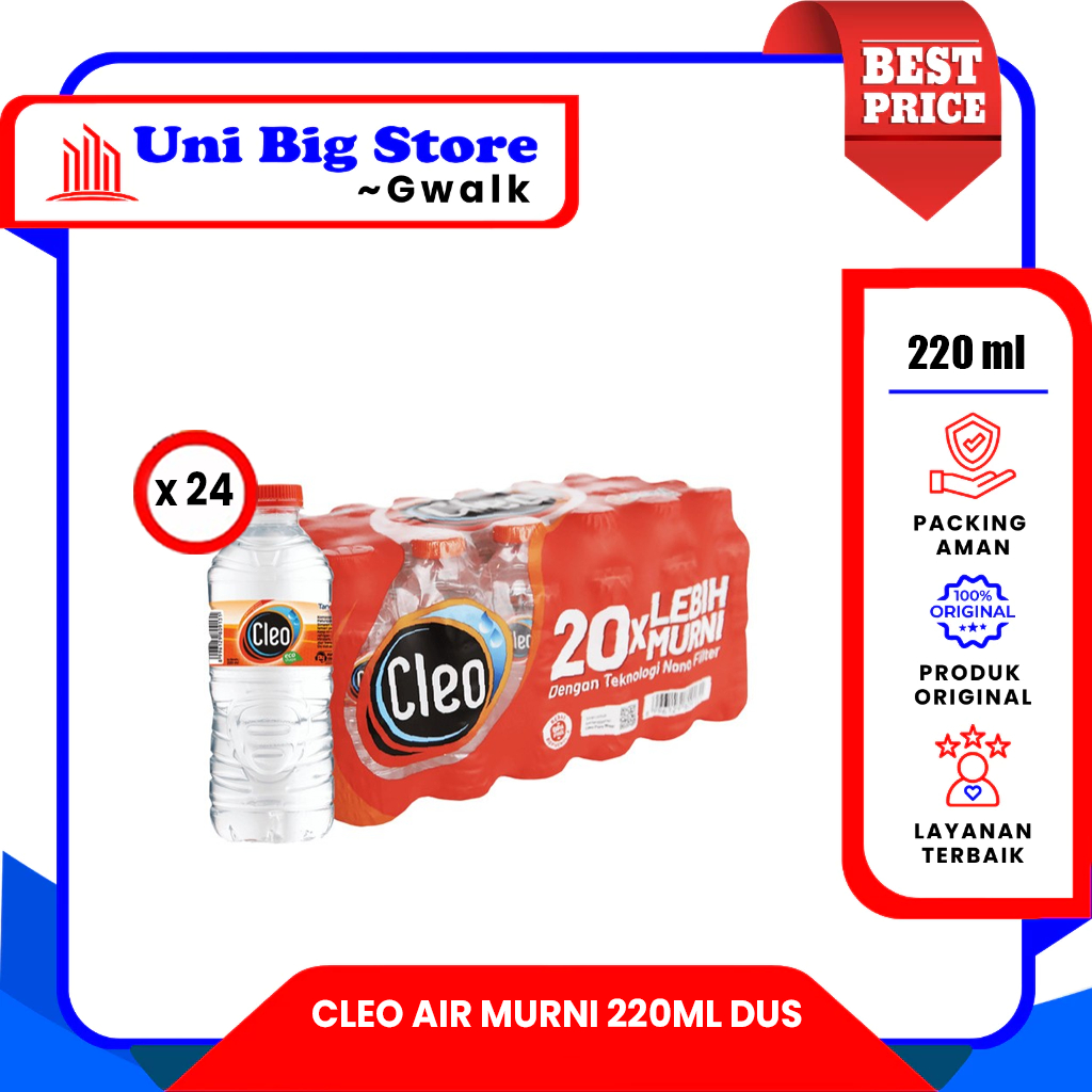 Jual CLEO AIR MURNI BOTOL MINI DUS - (220 ml x 24 pcs) | Shopee Indonesia