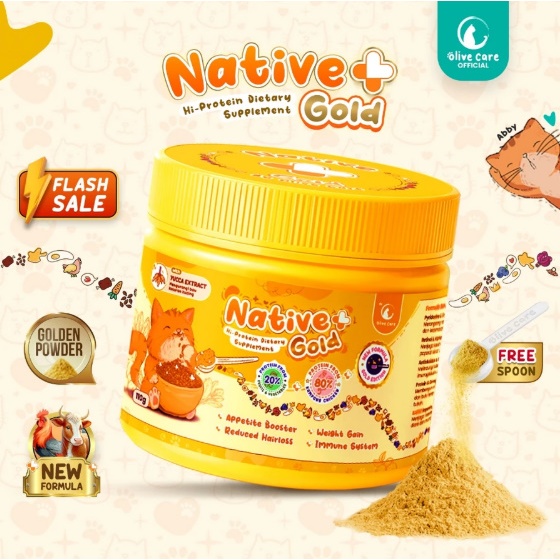 Jual NATIVE+ GOLD Olive Care NATIVE Vitamin Kucing Protein Tinggi 110gr ...