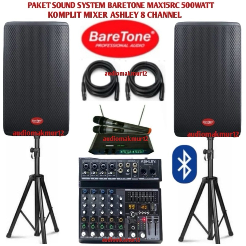 Jual Paket Sound System Baretone MAX15RC Komplit Mixer Ashley 6 Channel ...