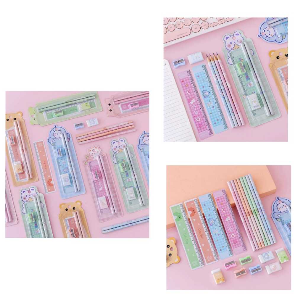 Jual Set Alat Tulis Pensil Set 5 in 1 / Alat Tulis Sekolah / Paket Alat ...
