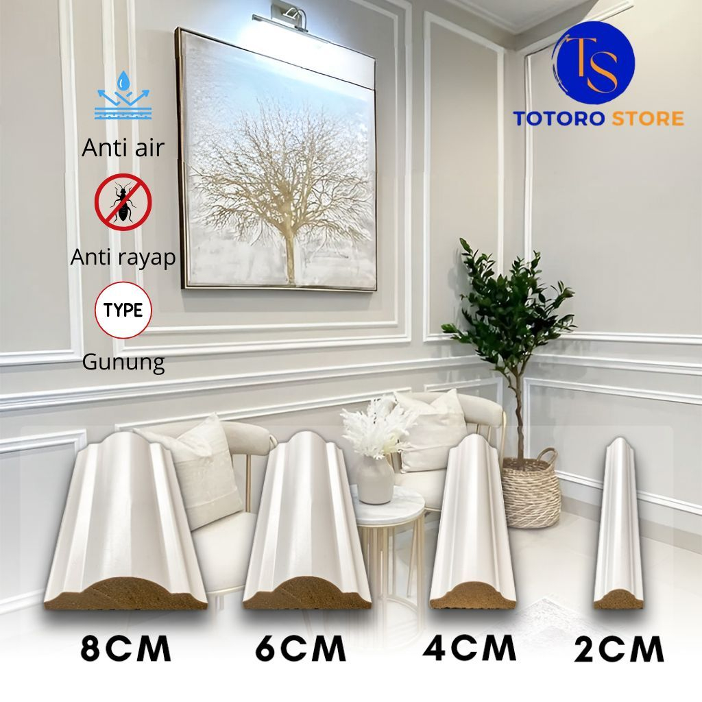 Jual [3METER] Lis Wall Moulding Dinding PVC Premium Warna Putih dan ...