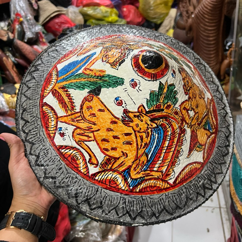 Jual [BISA COD] Caping Bambu/ Caping Lukis Pak Tani Plus Kopiah 40cm ...