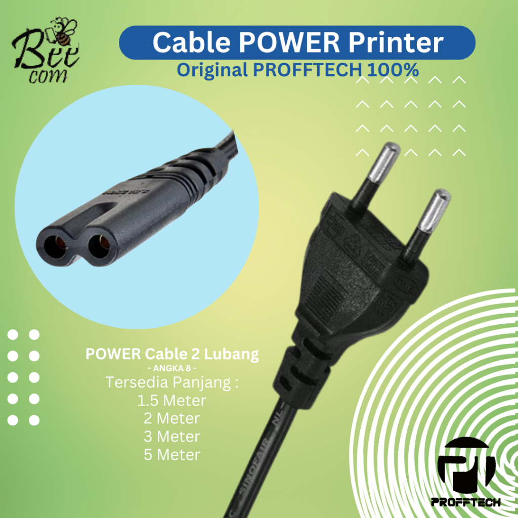 Jual Kabel POWER Printer Cable PROFFTECH KUALITAS TINGGI Angka 8 2 ...