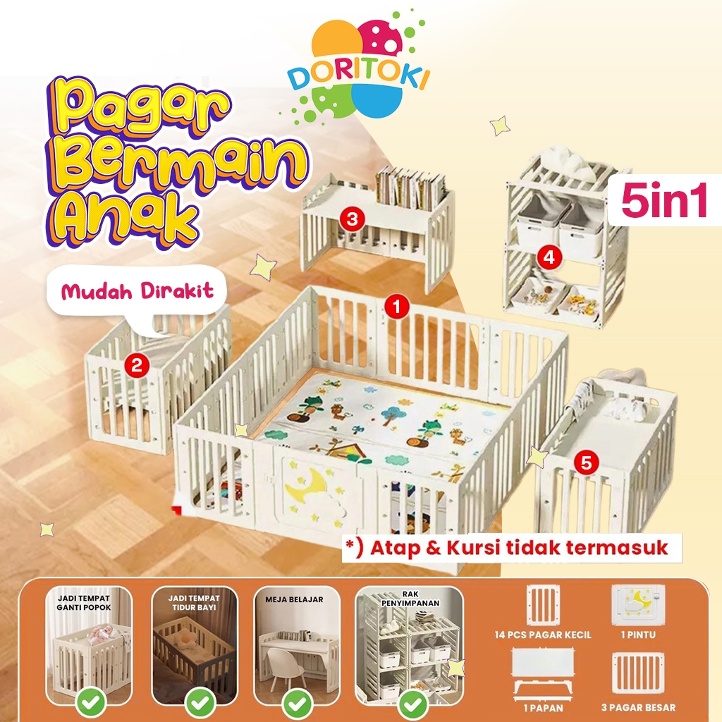 Jual Doritoki X Molion Pagar Bayi Pagar 5in1 Mainan Anak HDPE Baby ...