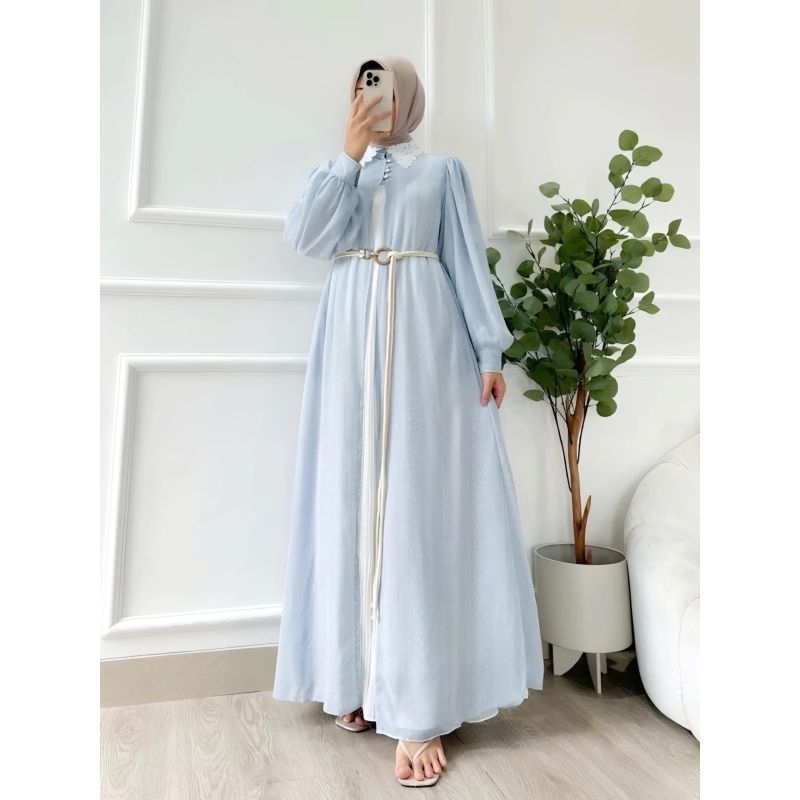 Jual Dress Outher Plus Iner Plisket Dress Premium Style Outfit Lebaran ...