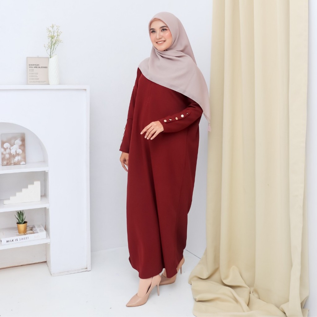 Jual inara Dress Button Knit Premium Kekinian Mewah | Shopee Indonesia