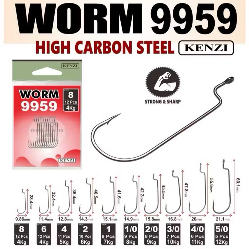 Jual Worm Hook Kenzi 9959 Untuk Softlure | Shopee Indonesia