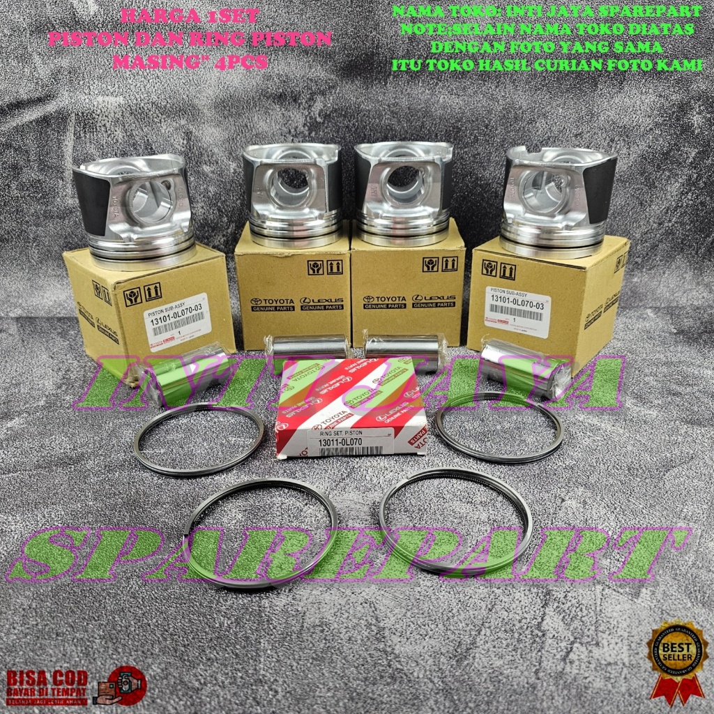 Jual PISTON SEHER+RING SEHER KOMPLIT STD TOYOTA HILUX 2KD 2.5 2500CC 1SET | Shopee Indonesia