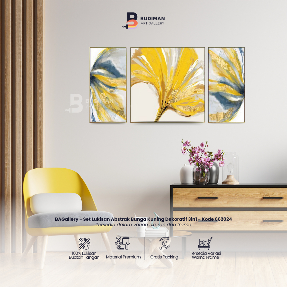 Jual BAGallery - Set Lukisan Hiasan Dinding Estetik Abstrak Bunga ...