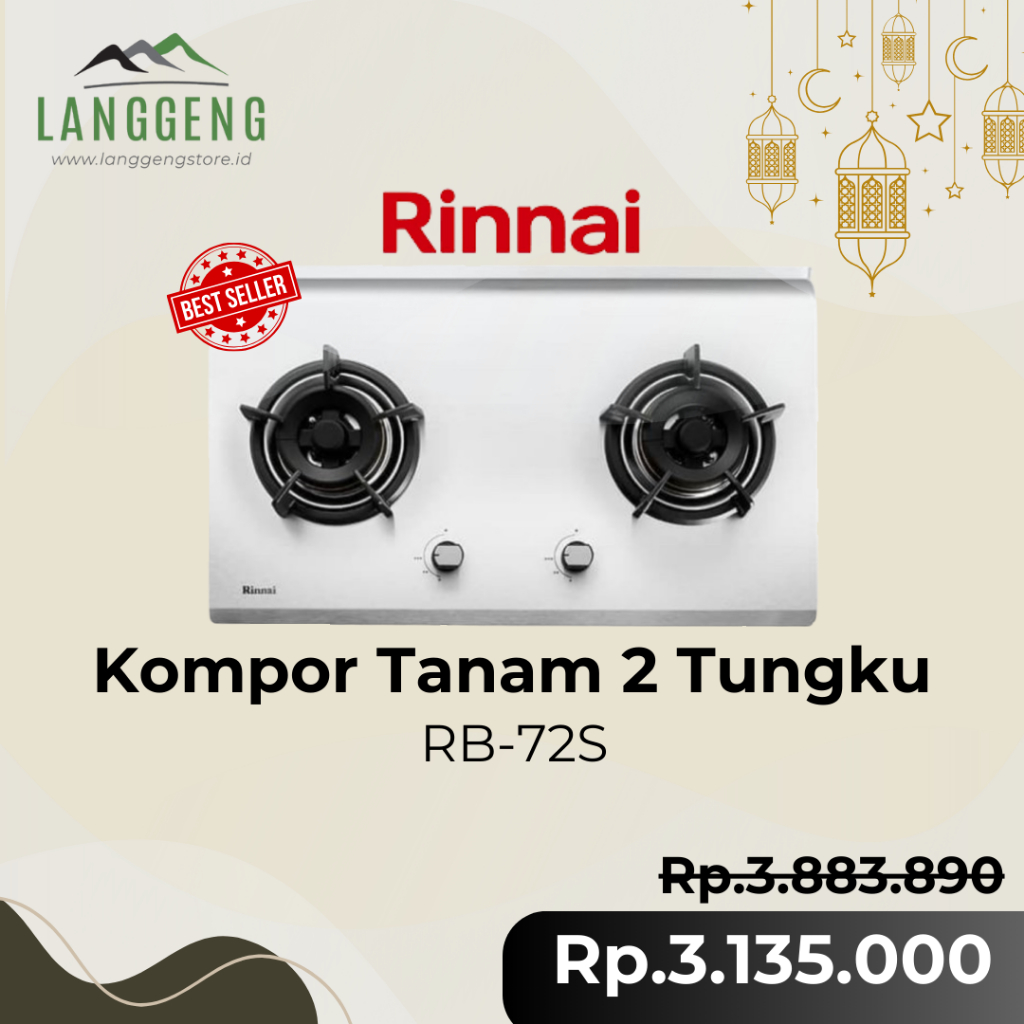 Jual PROMO SPESIAL RAMADHAN Rinnai Kompor Tanam RB-72S Stainless RB-72S 2 Tungku | Shopee Indonesia