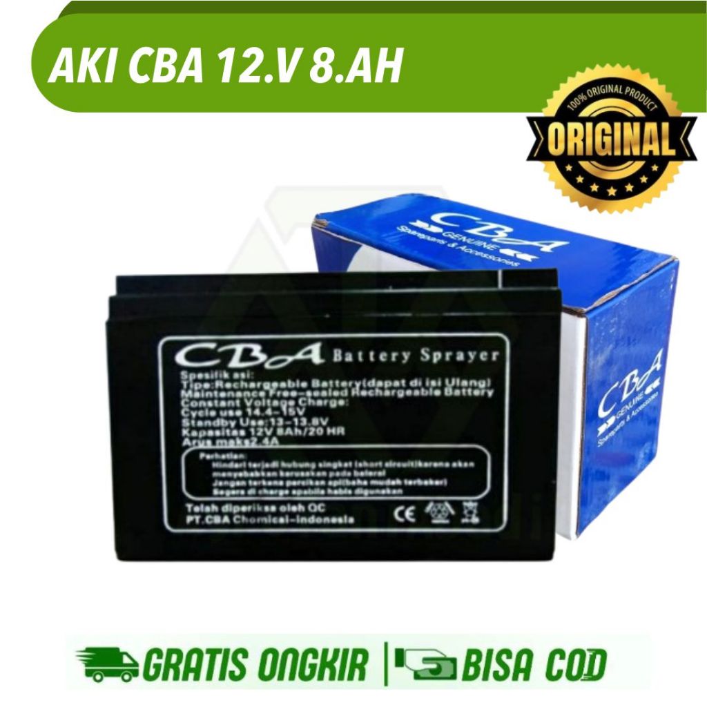 Jual Aki kering Tangki Elektrik CBA 12V 8AH Original Accu Baterai Electric Battery Knapsack ...