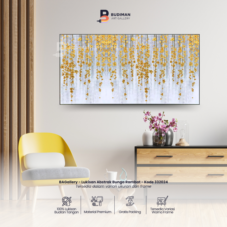 Jual BAGallery - Lukisan Abstrak Hiasan Dinding Estetik Bunga Rambat ...