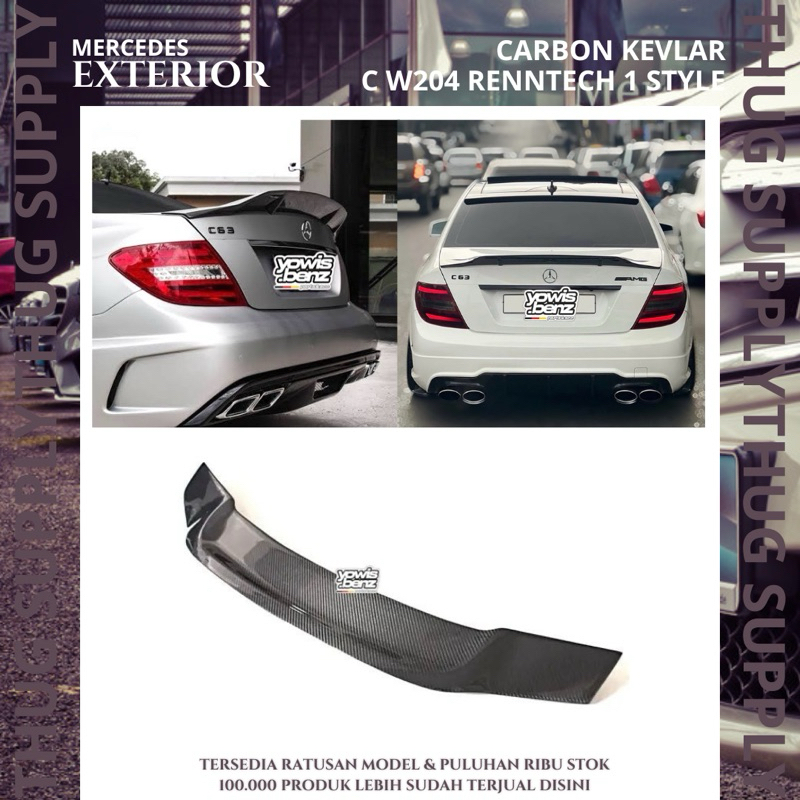 Jual DUCKTAIL RENNTECH 1 W204 REAL CARBON WING SPOILER CANARDS SIRIP ...