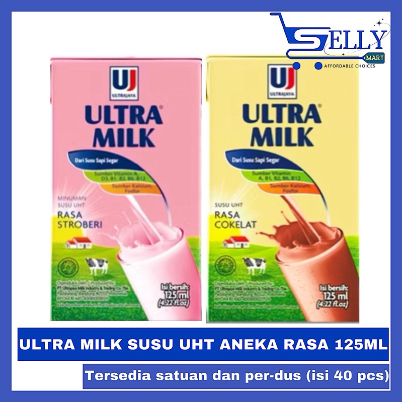 Jual ULTRA MILK SUSU UHT RASA COKLAT & STRAWBERRY 125ML ISI 40 PCS (SATUAN DAN DUS) | Shopee ...
