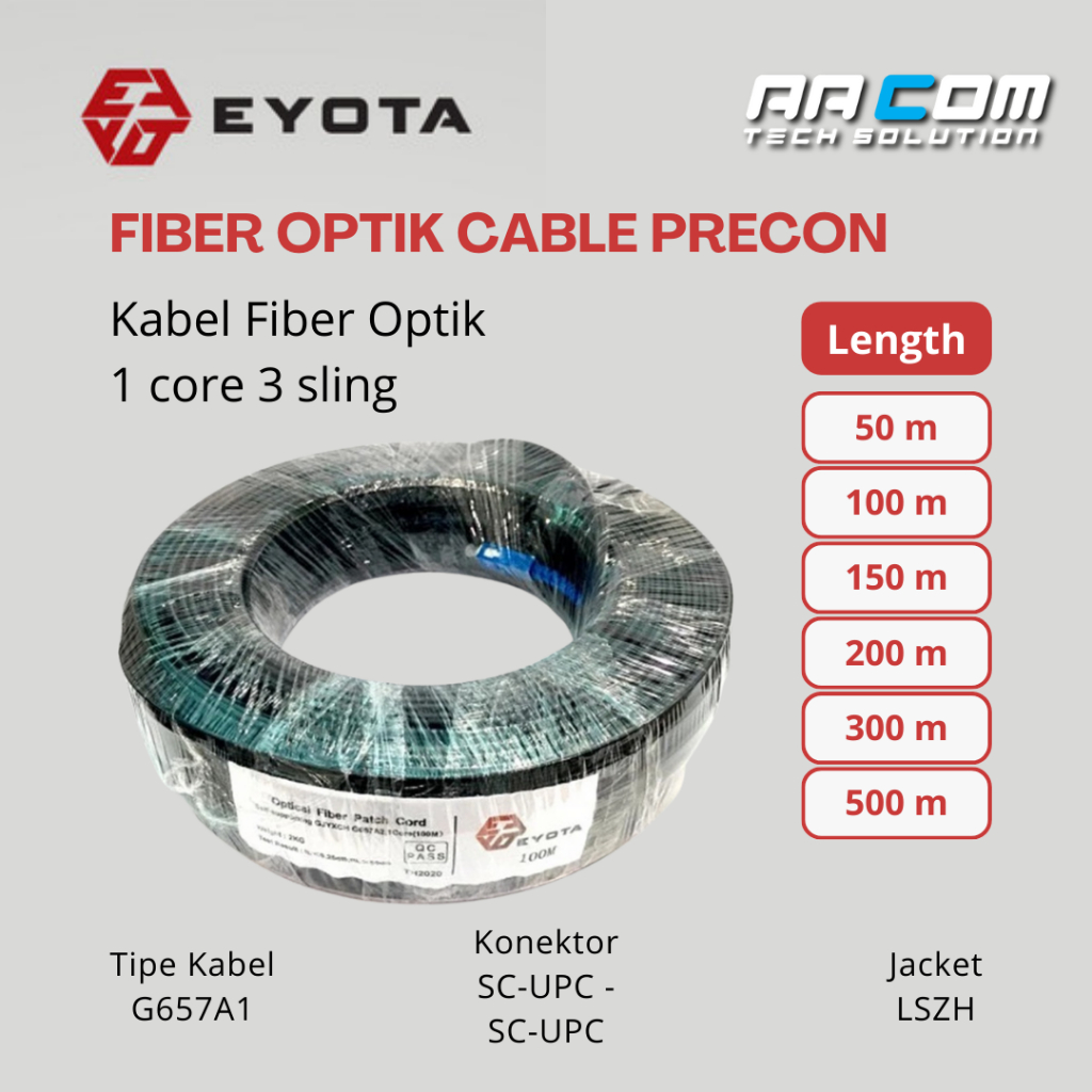 Jual KABEL FIBER OPTIK PRECON 1 CORE 3 SLING 250 METER | Shopee Indonesia
