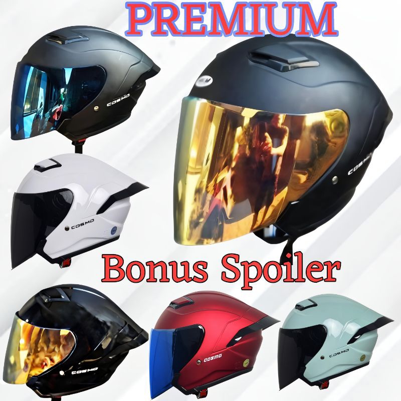 Jual Helm Hall Face HKM Cosmo Terbaru + Spoiler Dewasa Pria Wanita SNI ...