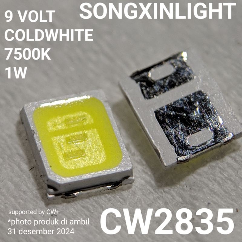 Jual 100pcs led smd 9v 1w cw 2835 crystal white 7500k super putih untuk ...