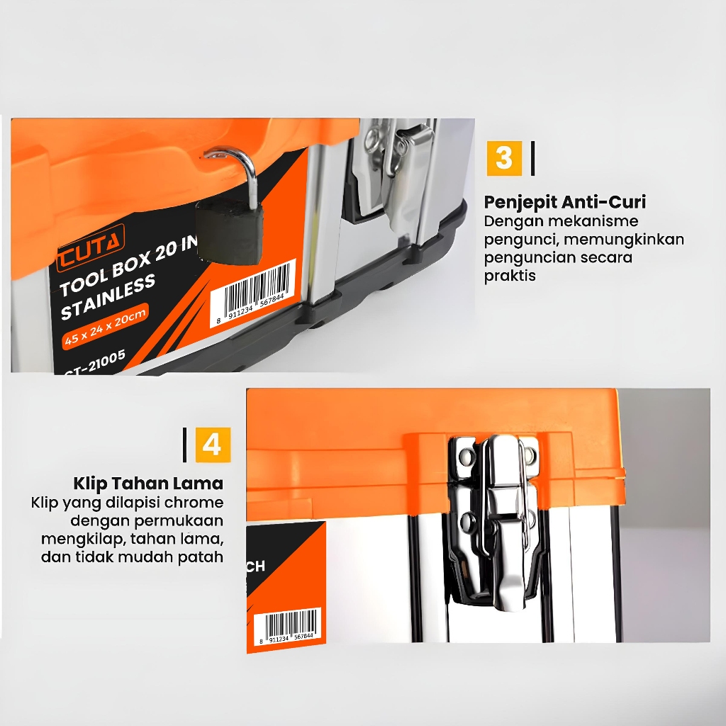Jual CUTA Tool Box Baja Stainless ABS Besar Toolbox Kotak Perkakas ...