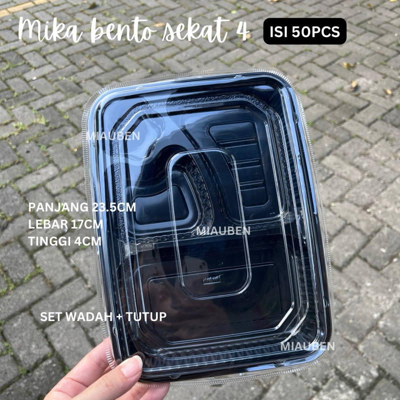 Jual Isi 50 mika bento sekat 4 ricebox mika hitam | Shopee Indonesia