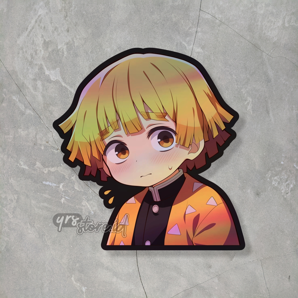 Jual Sticker Anime Hologram Zenitsu Ukuran +- 7x6,7 cm sticker case hp ...