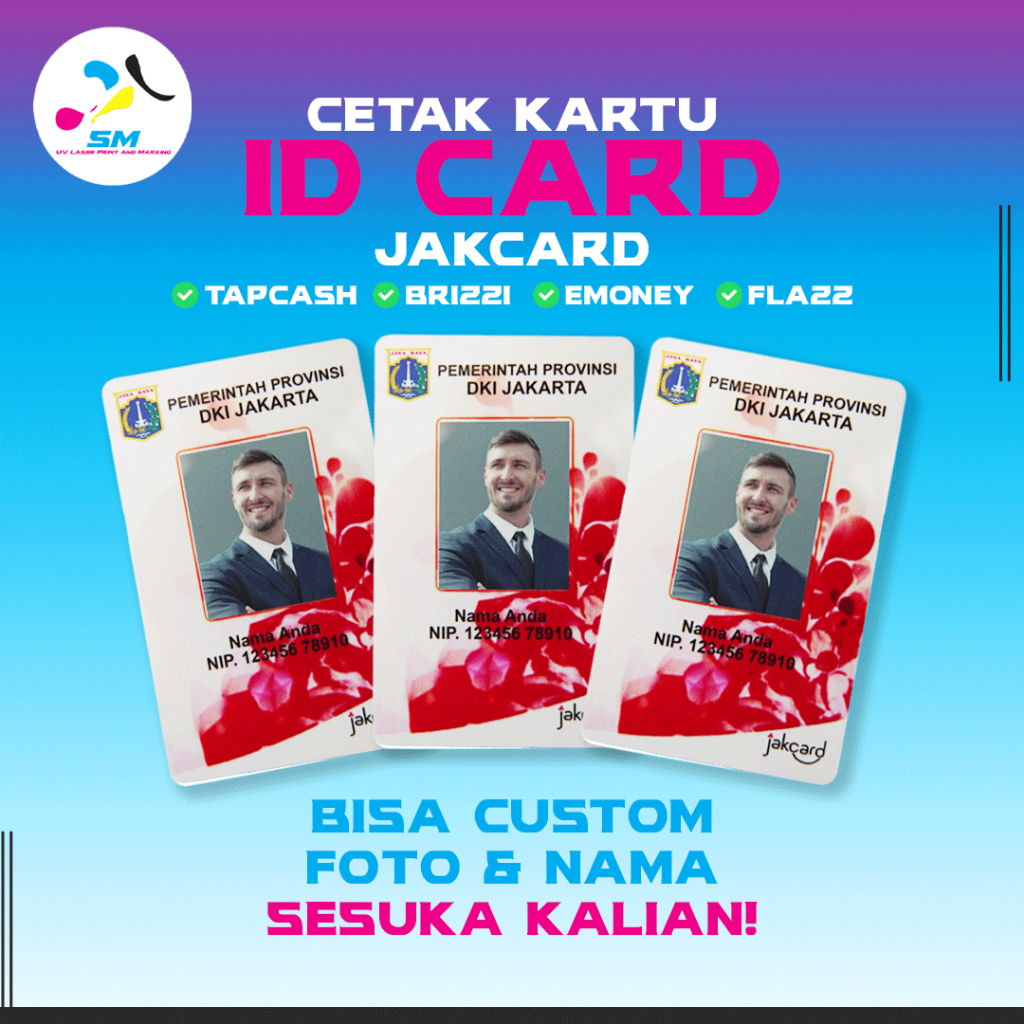 Jual Custom UV Print Design ID Card - JakCard PNS DKI Jakarta Name Tag ...