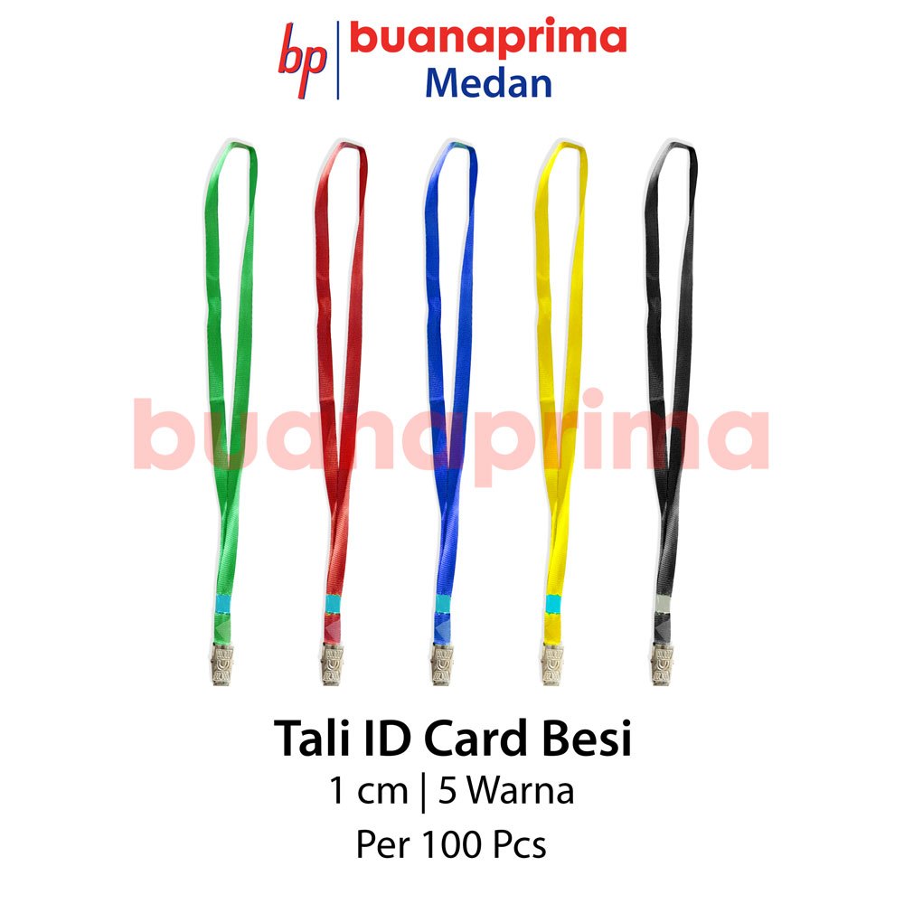 Jual Tali ID Card Besi Jepit 1 cm per 100 pcs Tali Lanyard Hitam Biru ...