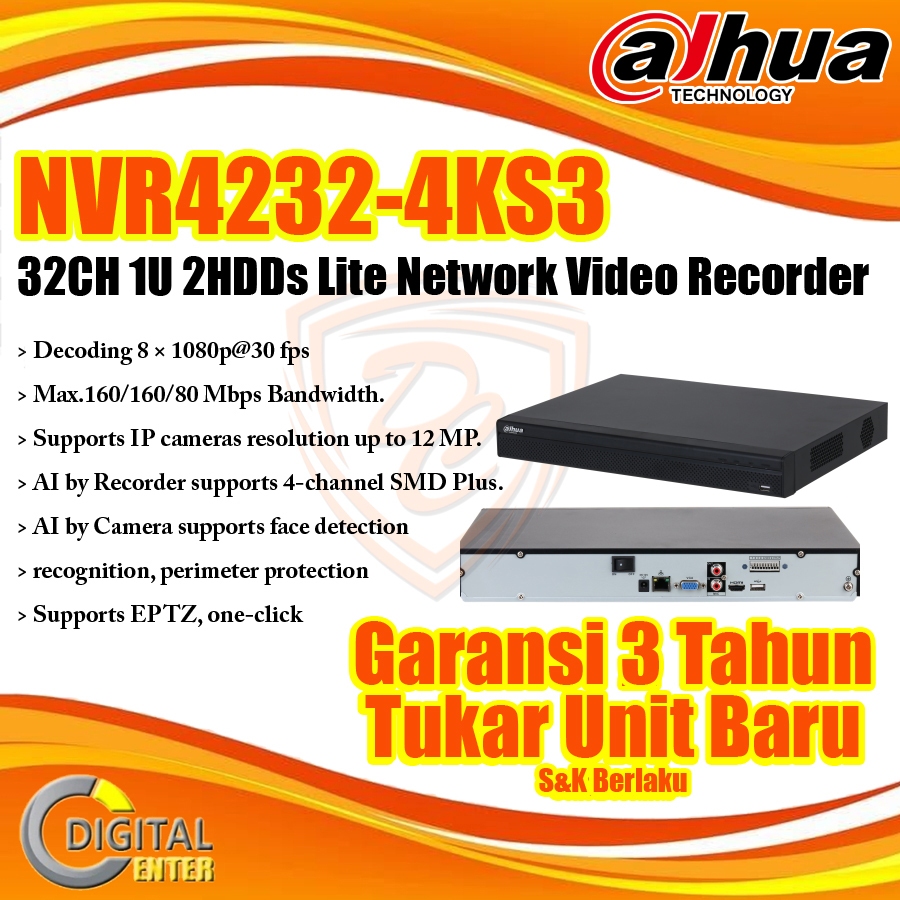 Jual Dahua NVR4232-4KS3 NVR 32CH 1U 2HDDs Lite Network Video Recorder | Shopee Indonesia
