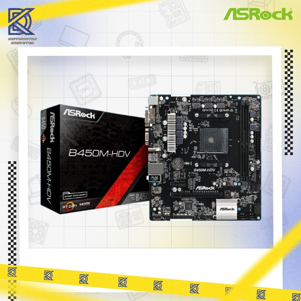 Jual ASROCK Motherboard B450M-HDV (AM4, AMD Promontory B450, DDR4 ...