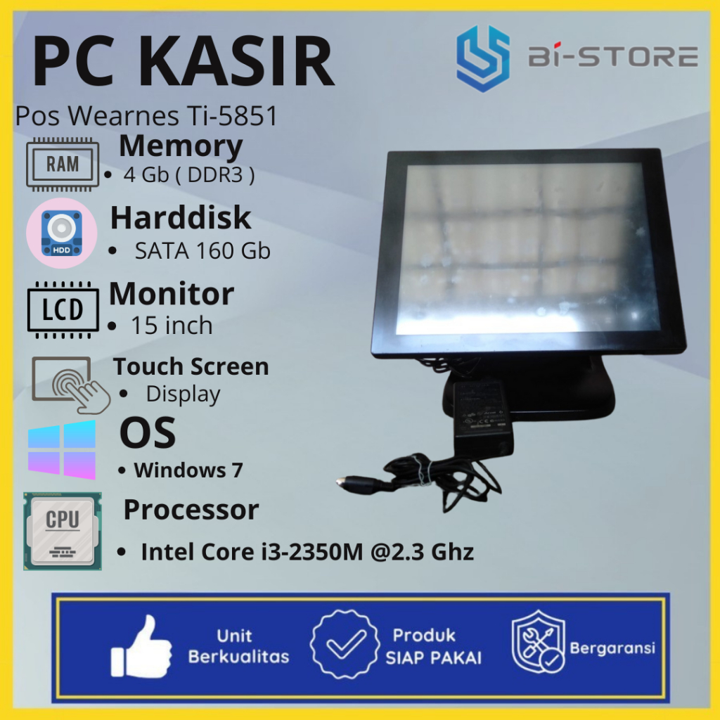 Jual PC Kasir Pos Wearnes Ti-5851 LCD Layar Touch Screen Core i3 Memory ...