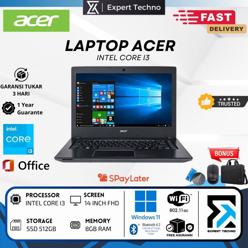 Jual LAPTOP ACER INTEL CORE i3 / RAM 8GB / SSD 512GB / 14 INCH / WIN10 ...