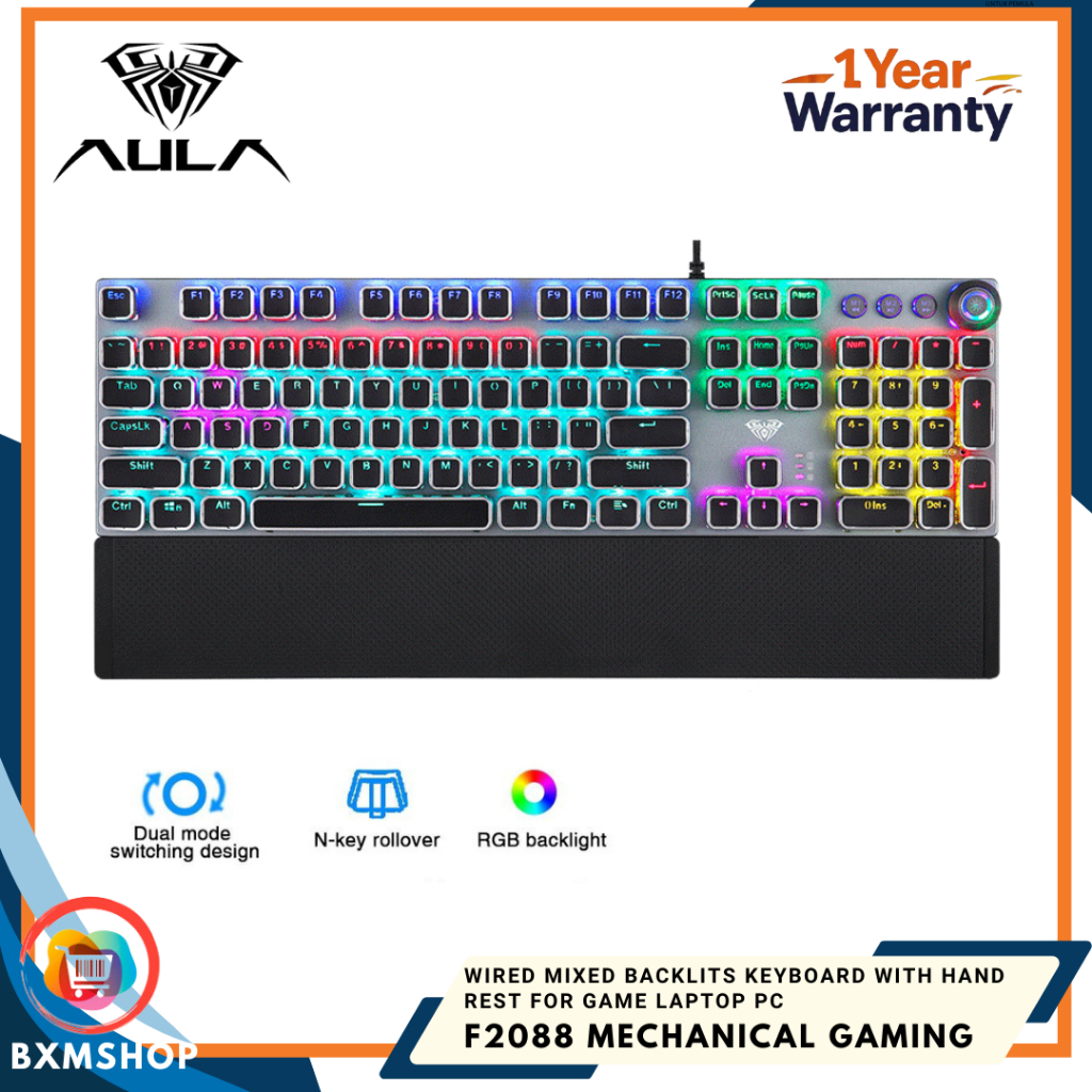 Jual AULA F2088 Mechanical Gaming Keyboard 104 keys Anti-ghosting Wired ...