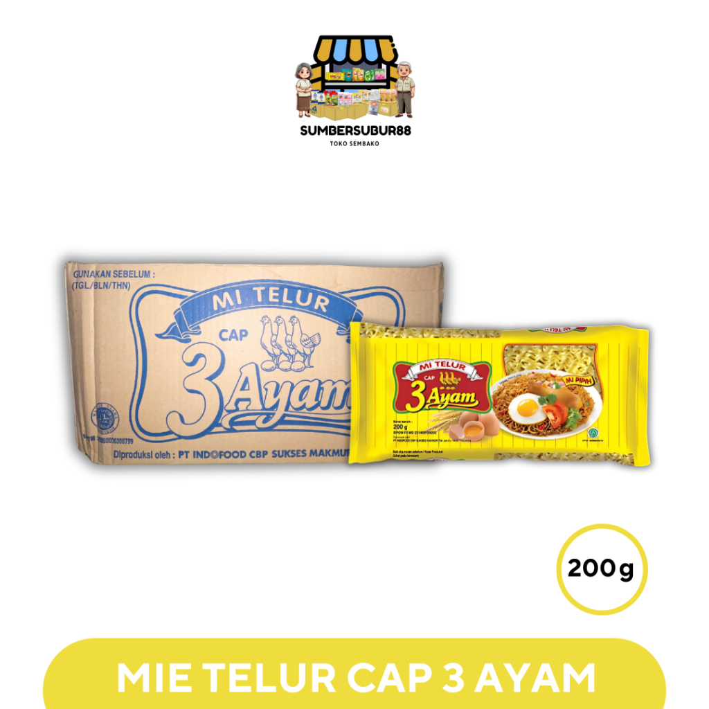 Jual 3 AYAM 200G Mie Telur (1 Dus @20 Bungkus) | Shopee Indonesia