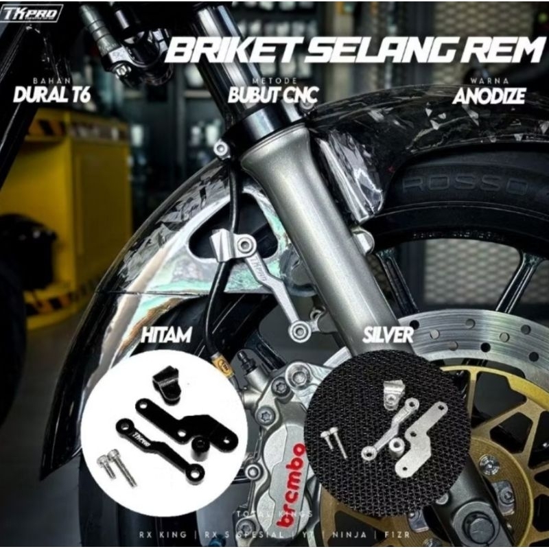 Jual BRACKET SELANG REM RX KING CNC HITAM SILVER ORIGINAL TK PRO ...