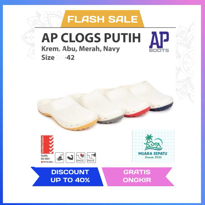 Jual AP CLOGS Putih Size 42-42 | Shopee Indonesia