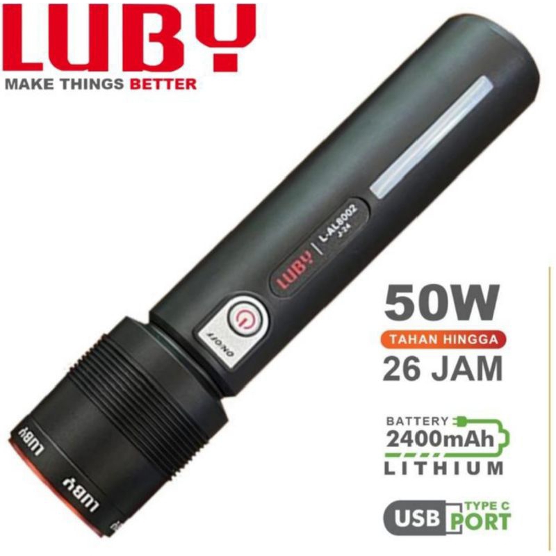 Jual Luby Senter Tangan Zoom Led Cahaya Super Terang 50 Watt Tahan Hingga 26 Jam | Shopee Indonesia