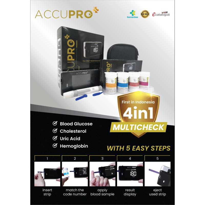 Jual Accupro Meter Unit 4 in 1 Glucose/Cholesterol/Uric Acid/Hemoglobin ...