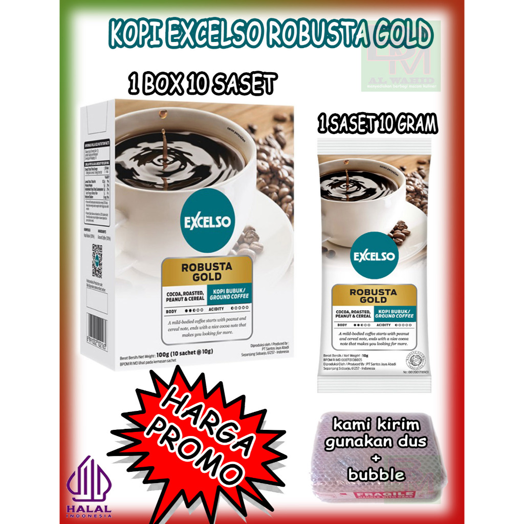 Jual Kopi Excelso Robusta Gold 1 box isi 10 Saset 10 Gram | Shopee ...