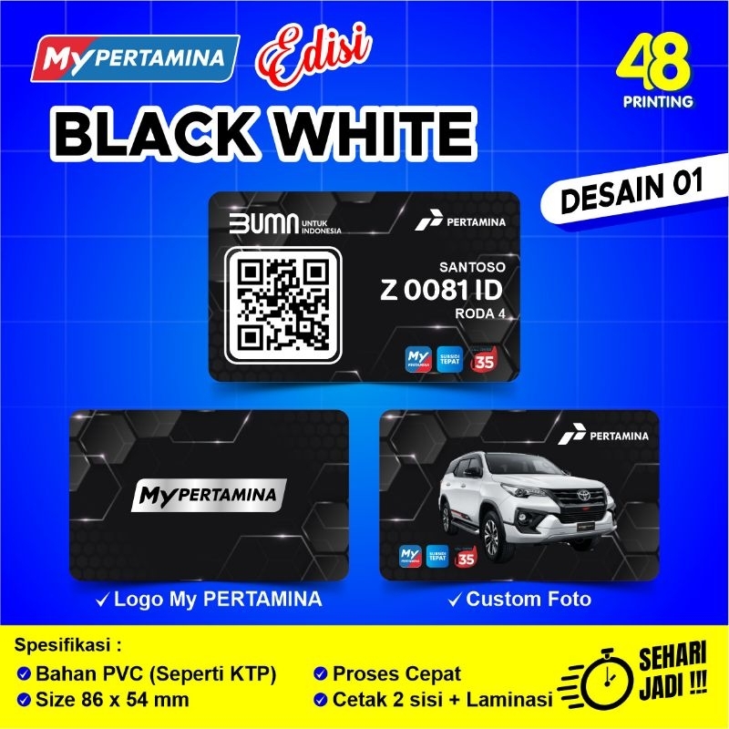 Jual CETAK KARTU MY PERTAMINA EDISI BLACK WHITE DAN BLACK GOLD BAHAN PVC MURAH, CEPAT DAN ...