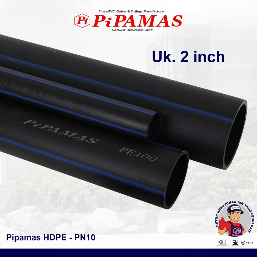Jual PIPAMAS Pipa HDPE SDR-17 PN-10 63 mm (2 inch) - HDPE | Shopee Indonesia